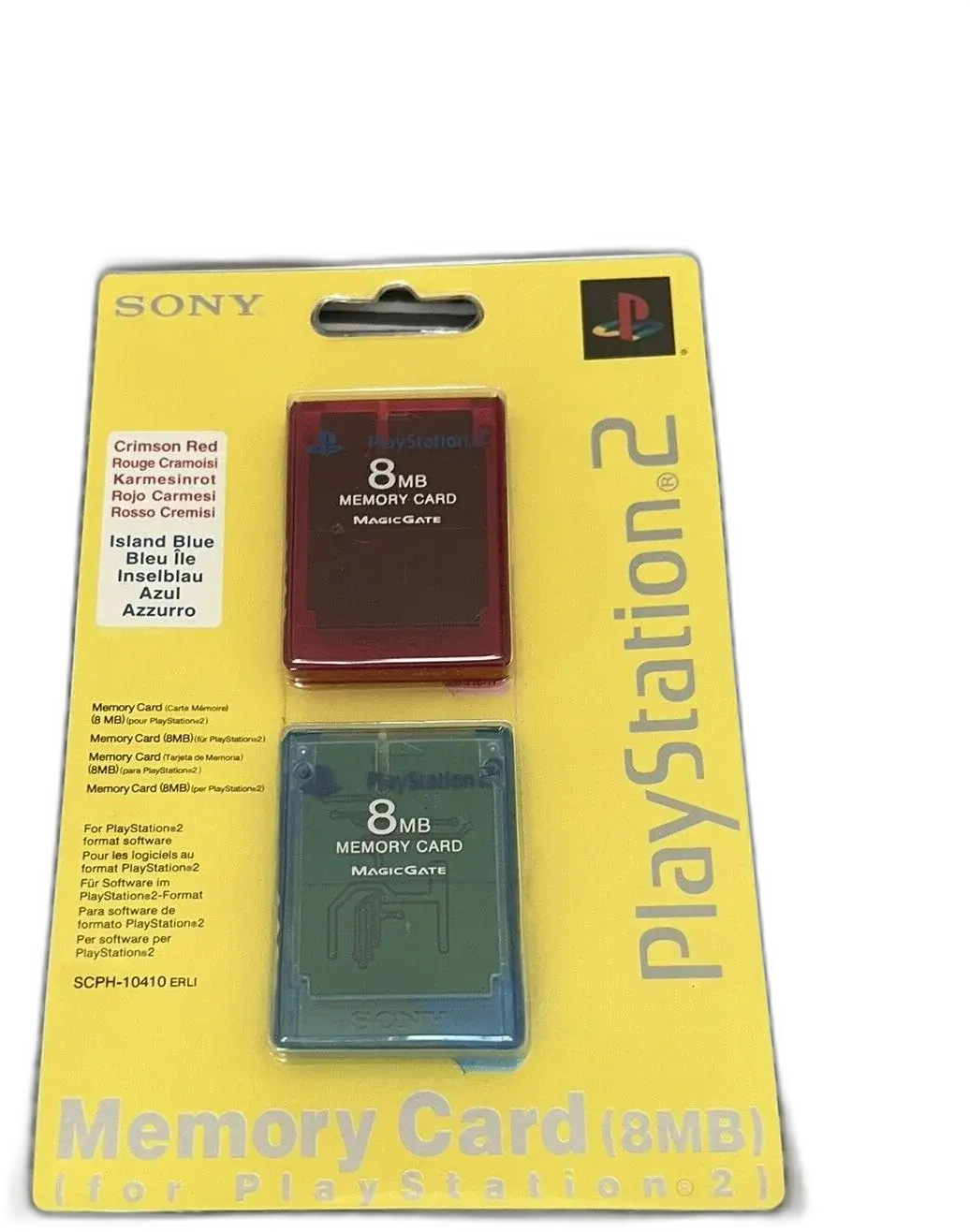 Sony PlayStation 2 Crimson Red + Island Blue Memory Cards ...